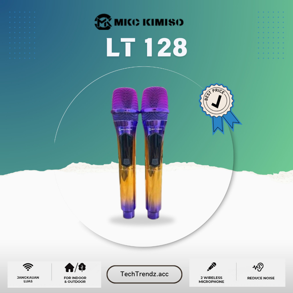 Jual LT-128 MICROPHONE KARAOKE DUAL MIC RAINBOW LENGKAP | Shopee Indonesia