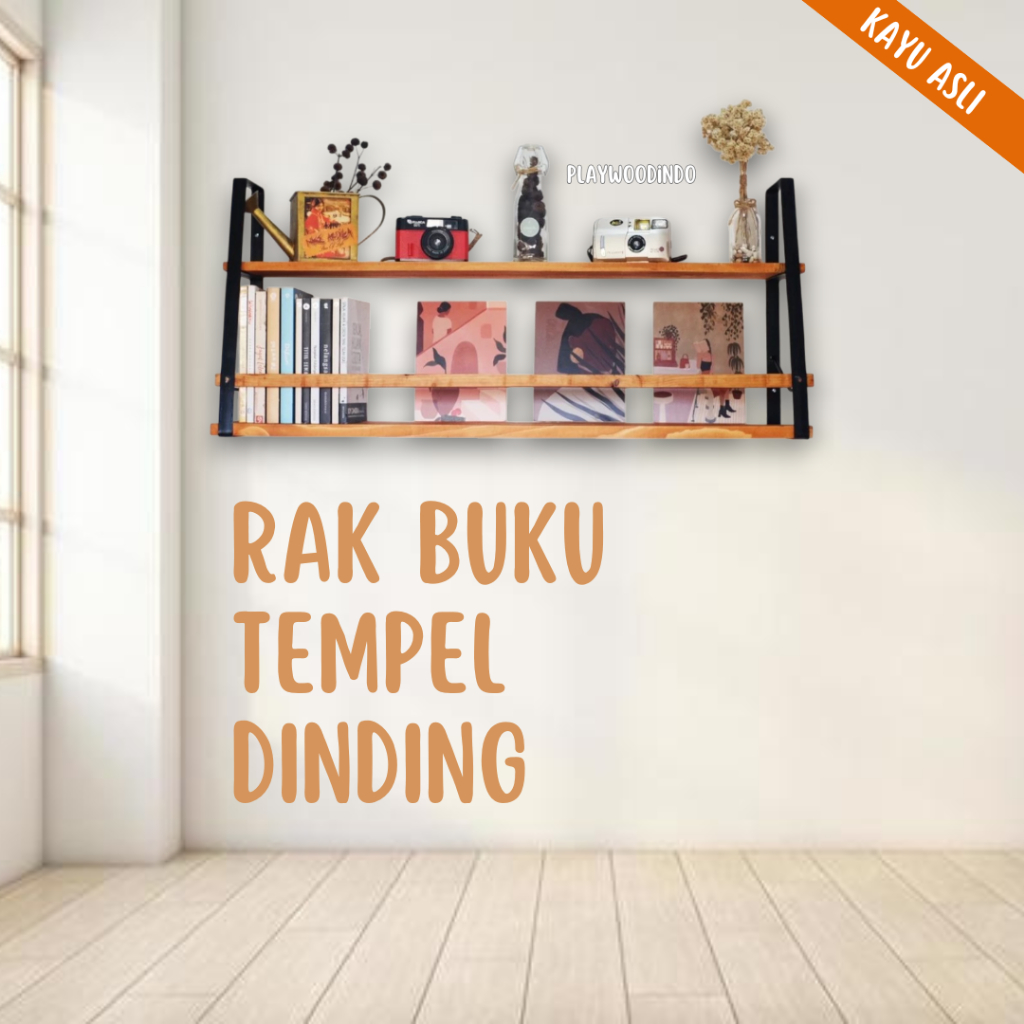 Jual Rak Dinding Kuska 2 Ambalan | Rak Buku Anak Kayu Besi - Rak Dapur ...