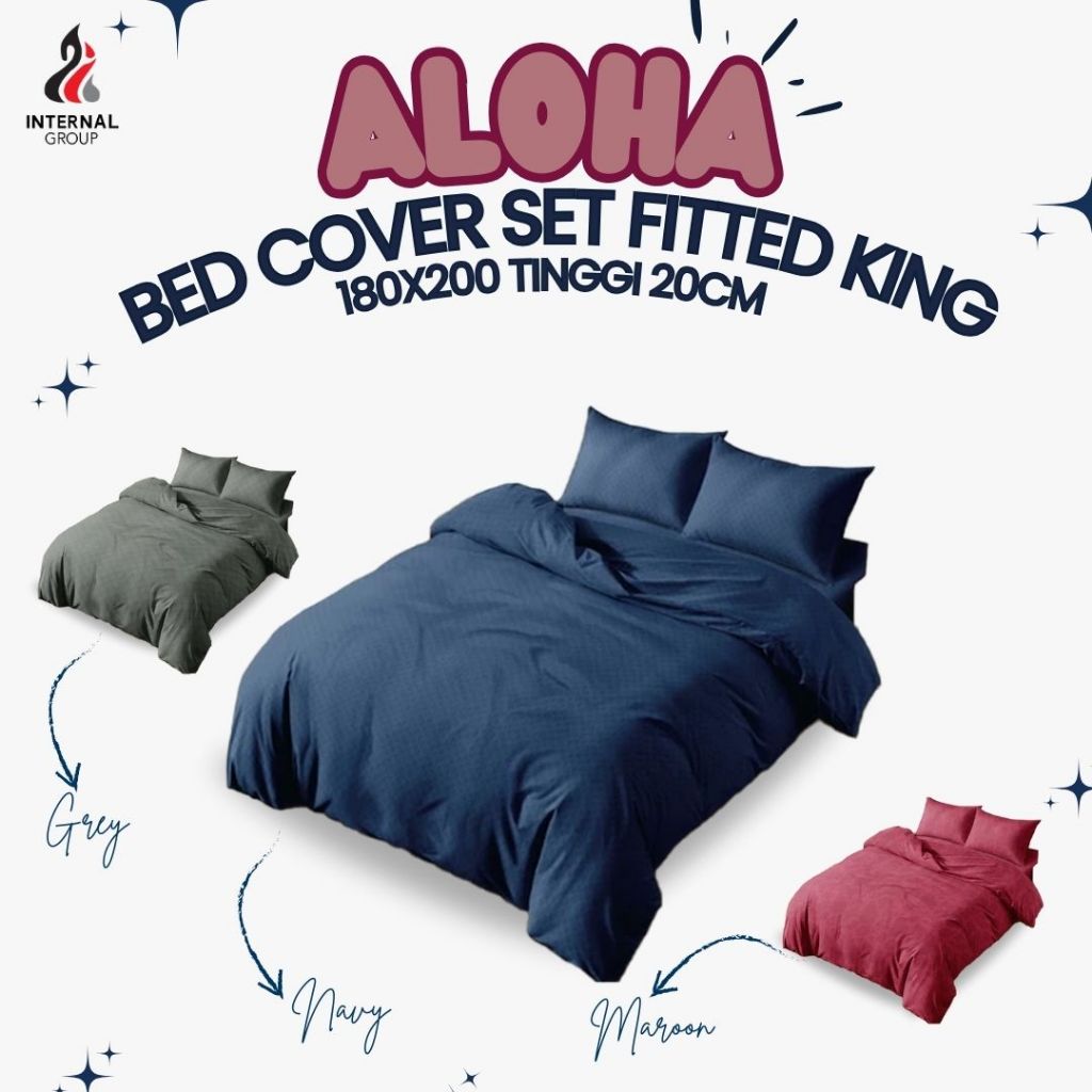 Jual Aloha - Bed Cover SET SPREI FITTED King T20 / T25 (180x200) tinggi ...