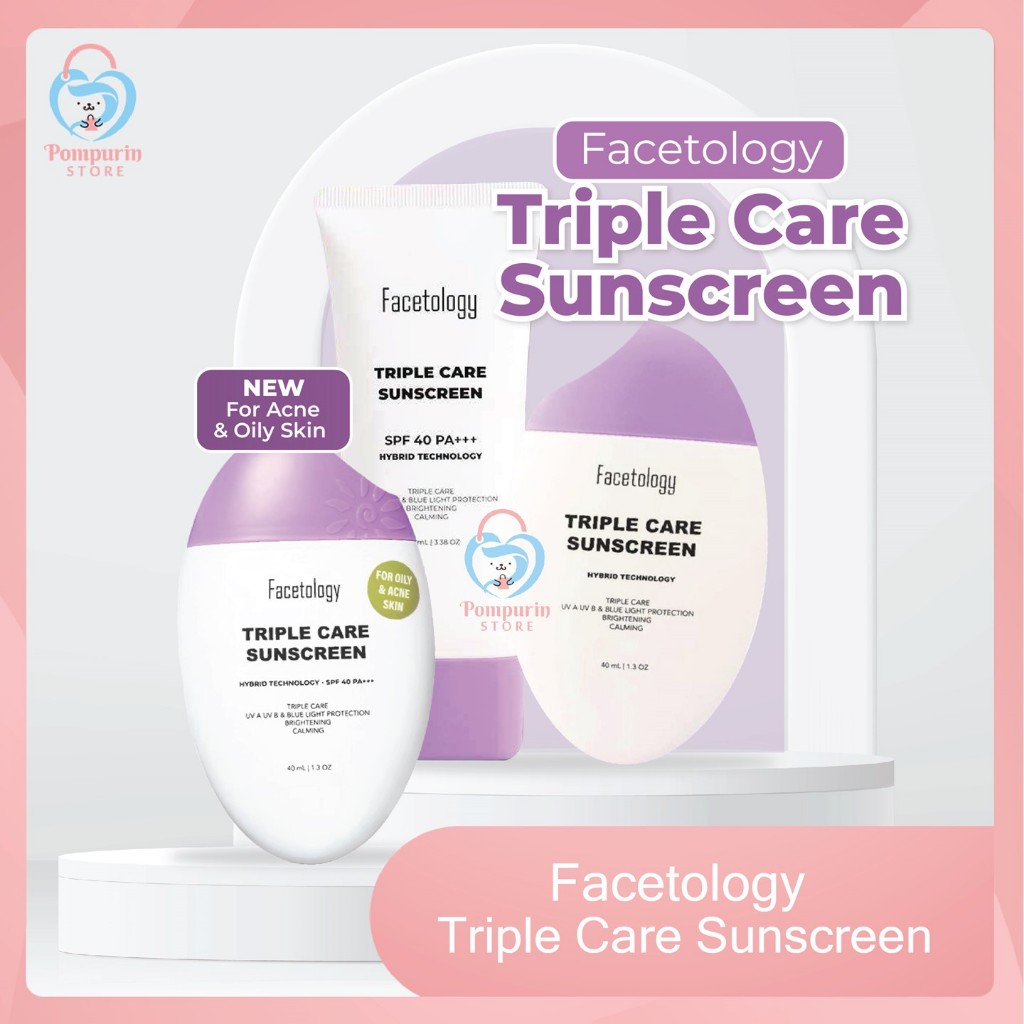 Jual Facetology Triple Care Sunscreen SPF40 PA+++ 40ml / Facetology Triple Care Sunscreen For ...