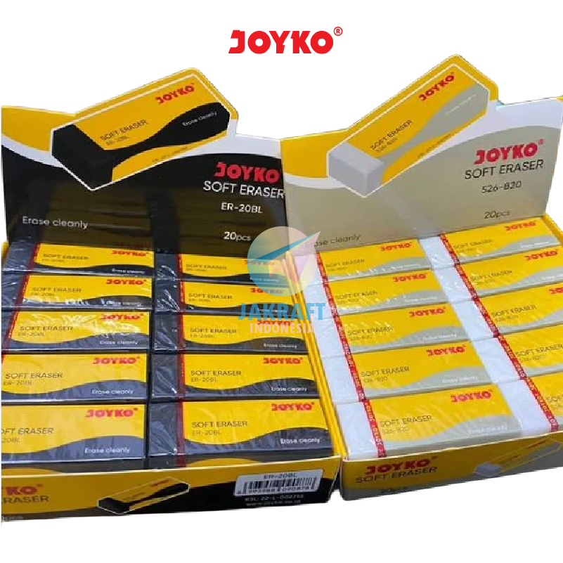 Jual (20 Pcs) GROSIR Penghapus Pensil Besar JOYKO ER-20BL Hitam Black ...