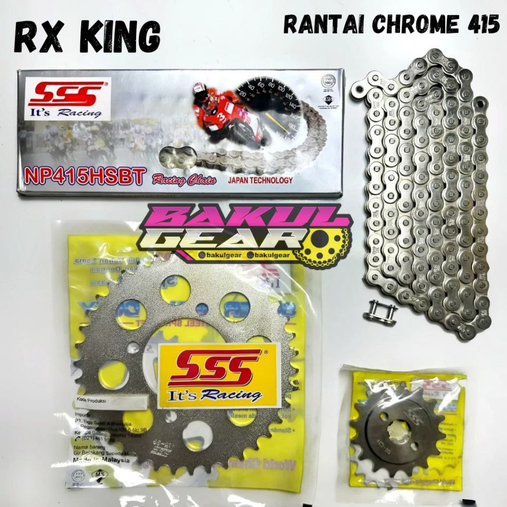 Jual Gear set SSS RX KING 415 Rantai Chrome SSS HSBT ORIGINAL 100% (ky1) | Shopee Indonesia
