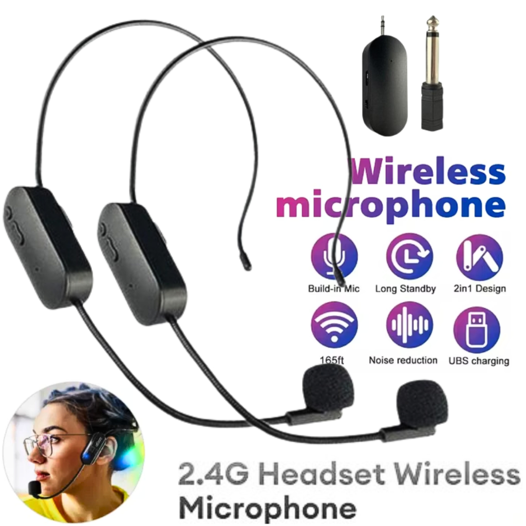 Jual MALL TaffSTUDIO Microphone Wireless clip on bando headset imam mesjid sholat tanpa kabel 2 ...