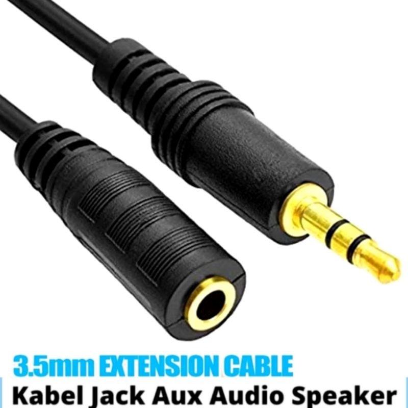 Jual Kabel Extension Aux Audio Jack 3.5mm Gold Plated Perpanjangan Sambungan | Shopee Indonesia