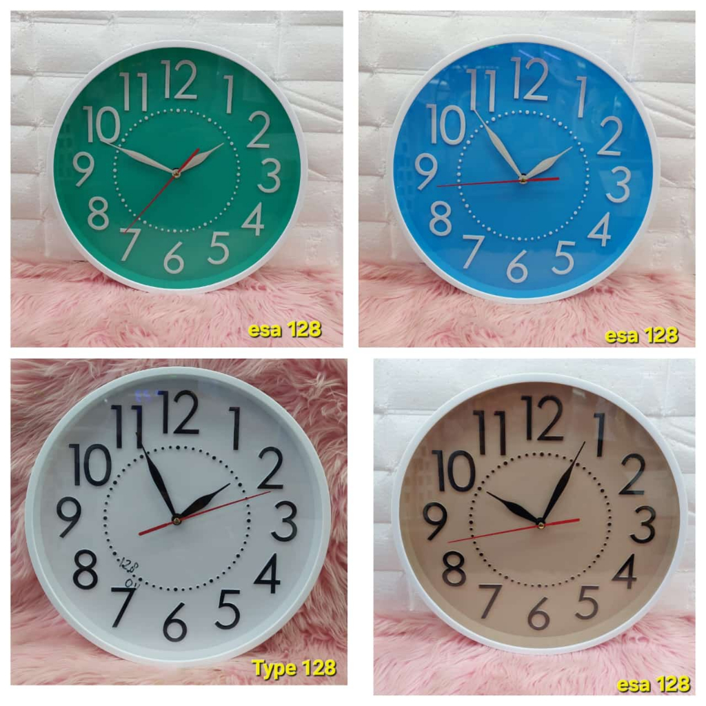 Jual Jam Dinding Bulat Esa 128 Angka Timbul Polos | Shopee Indonesia