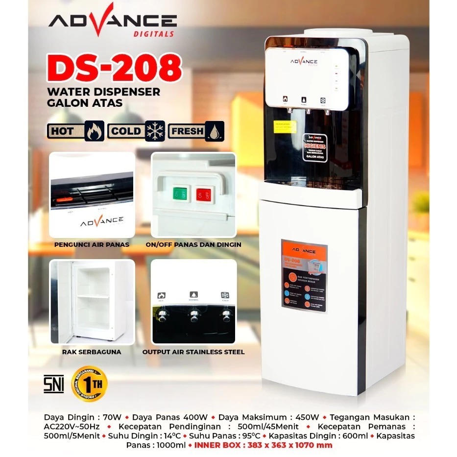 Jual Advance Dispenser Galon Atas DS-208 Panas Dingin Normal water ...
