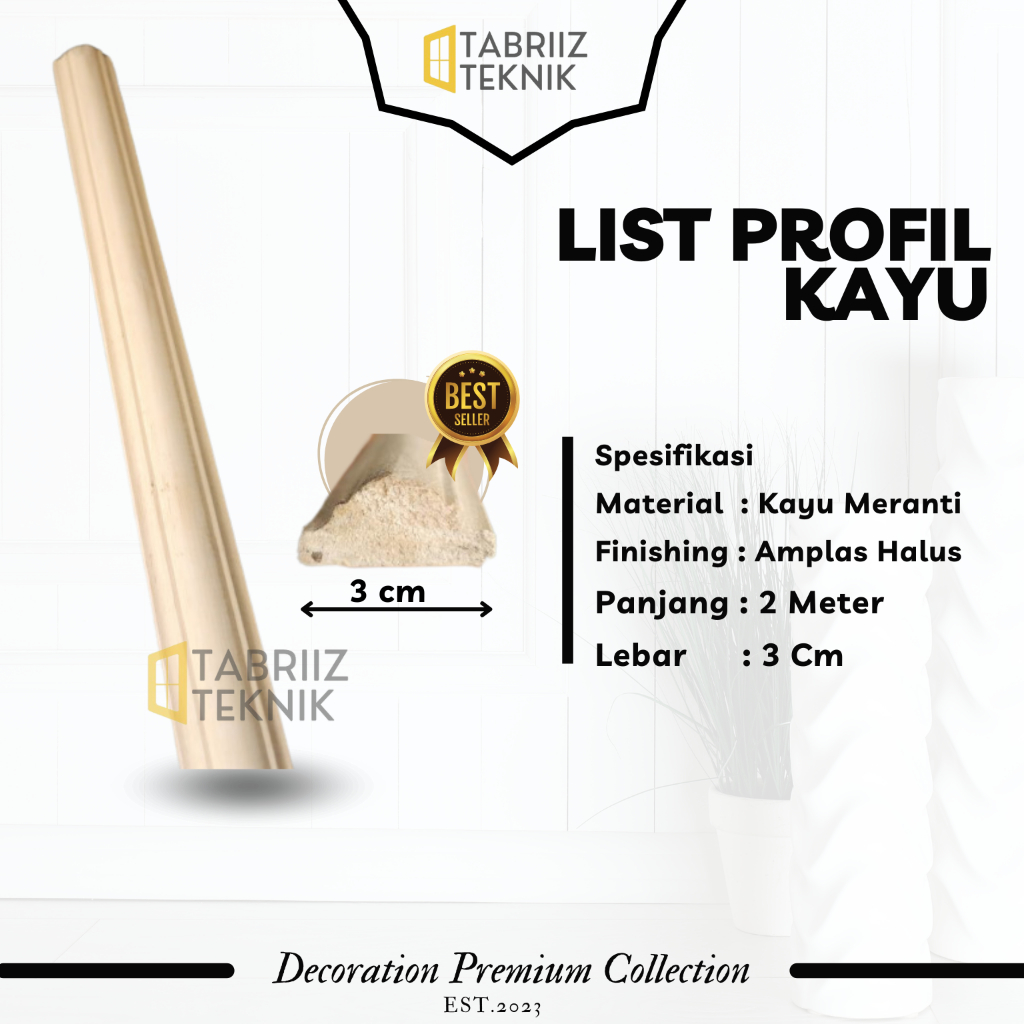 Jual List Kayu Profil 2 Meter Lebar 3cm – Wall Moulding Dinding ...