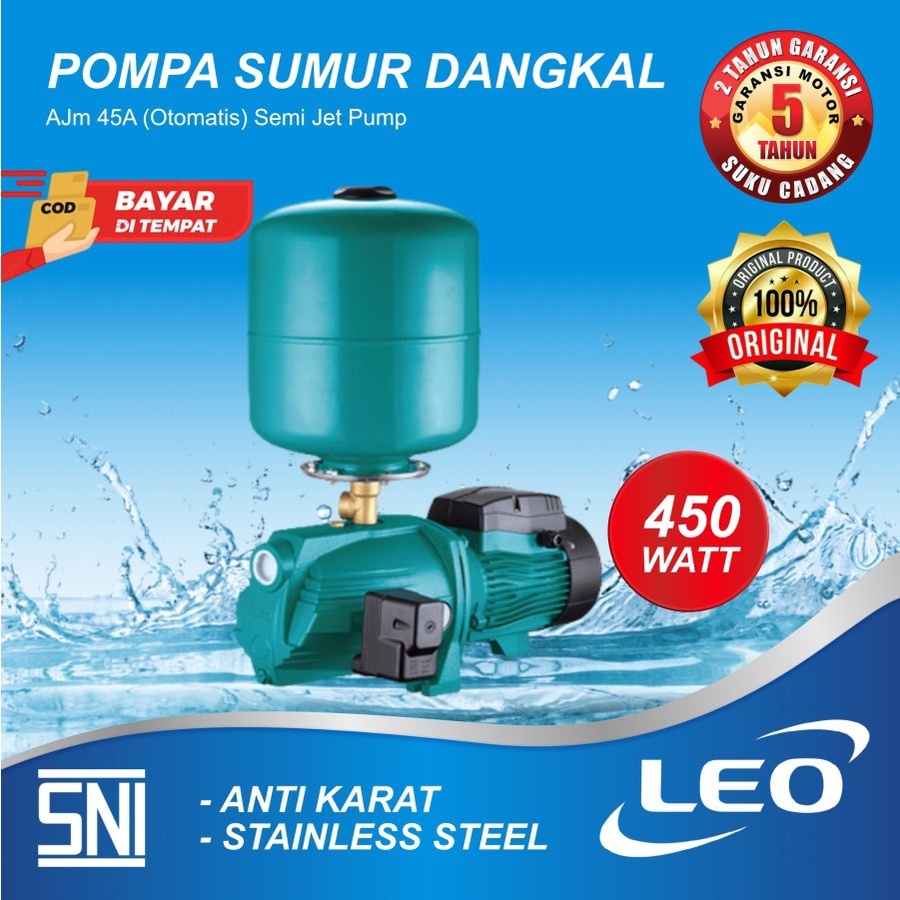 Jual Pompa air semi jet pump LEO AJM30A otomatis | Shopee Indonesia