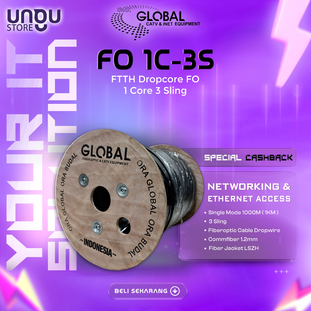 Jual Kabel FO Global 1 Core Dropcore FFTH Fiber Optic Global Spesial ...