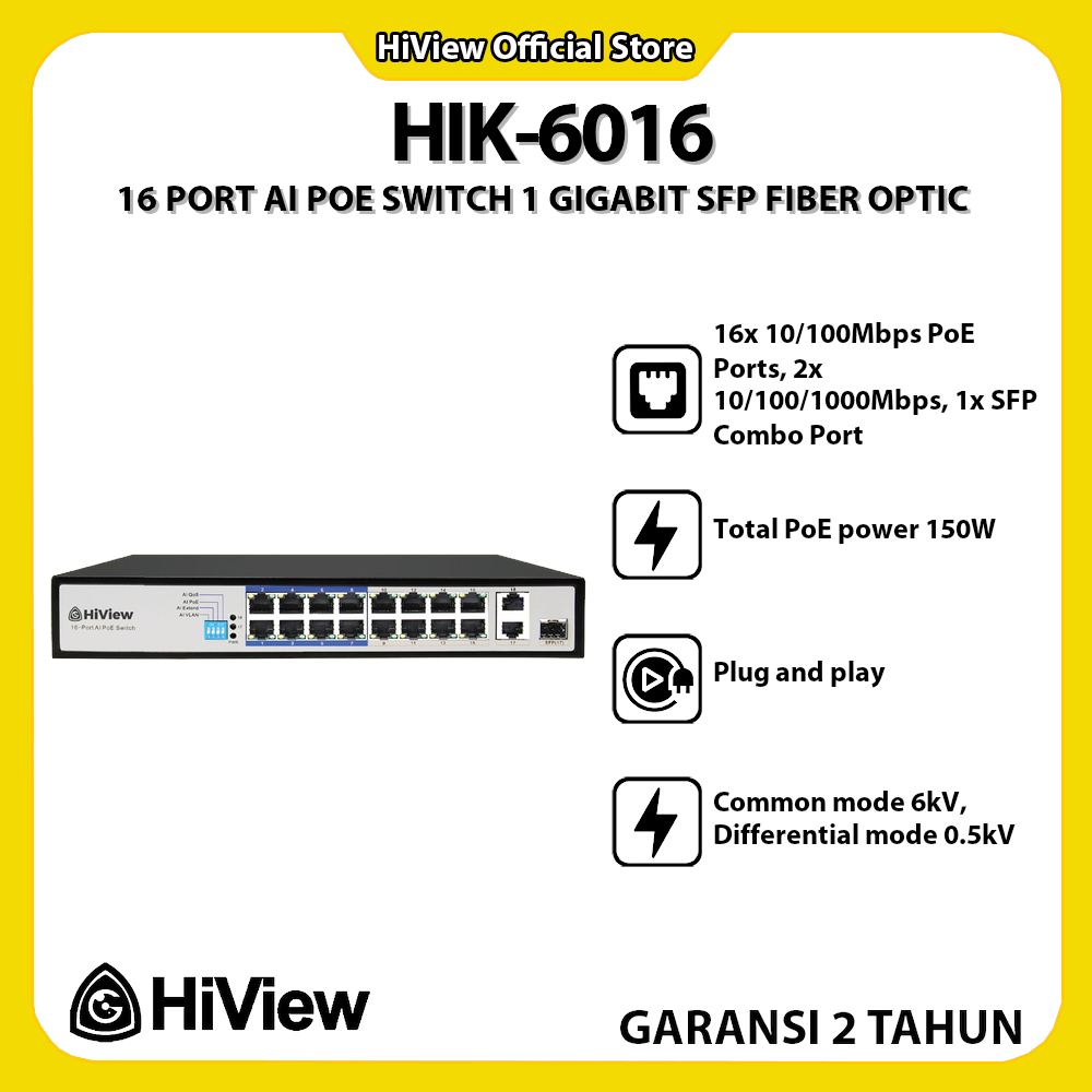 Jual HiView HIK-6016 16 Port AI Switch Gigabit SFP Fiber Optic | Shopee ...