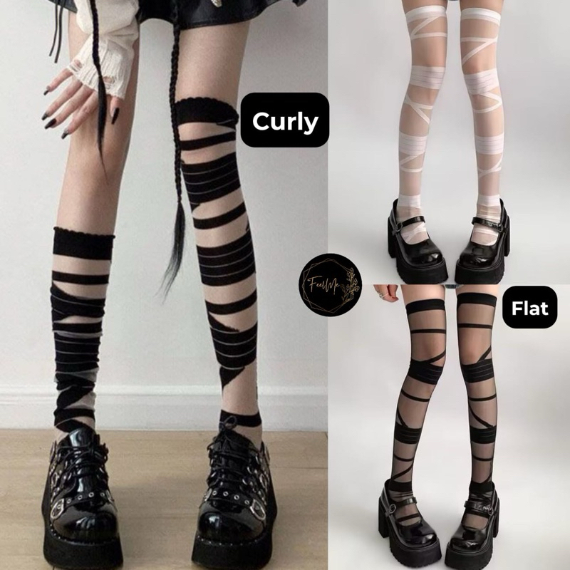 Jual Feelme KK-280 Kaos Kaki Stocking Silang motif garis acak zigzag ...