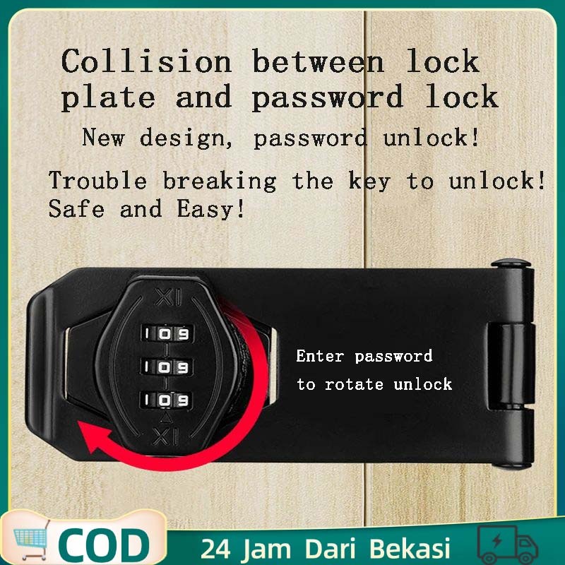 Jual Gembok Digital Kunci Kombinasi Hitam Dan Perak Gembok Pintu Kunci ...