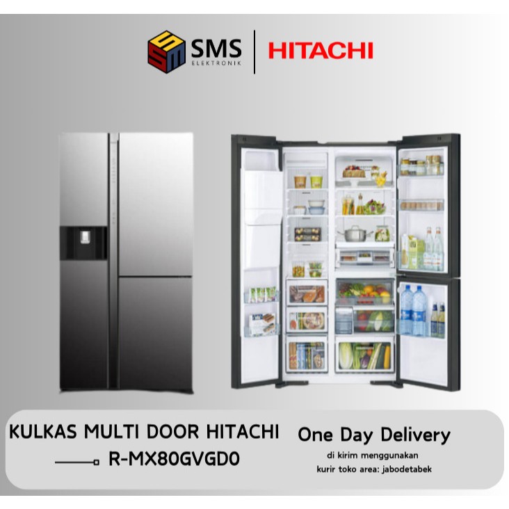 Jual HITACHI R-MX80GVGD0 MIR Kulkas Multi Door 3 Pintu Inverter 569L ...