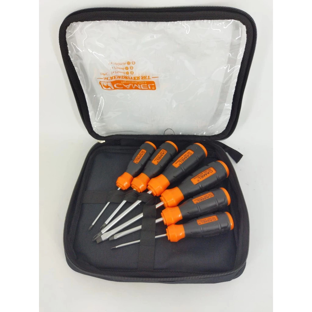 Jual Camel Obeng Set Kombinasi 6 pcs Obeng Plus Minus Magnet Bonus Tas ...