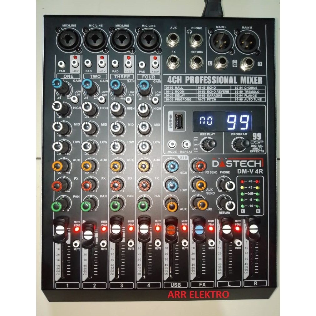 Jual MIXER DASTECH DM V-4R REVERB 99 DSP 4 CHANNEL | Shopee Indonesia