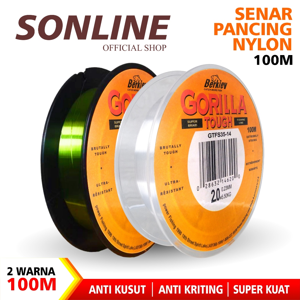 Jual SONLINE Tali Pancing Berkley Gorilla Tough Senar Pancing 100m ...