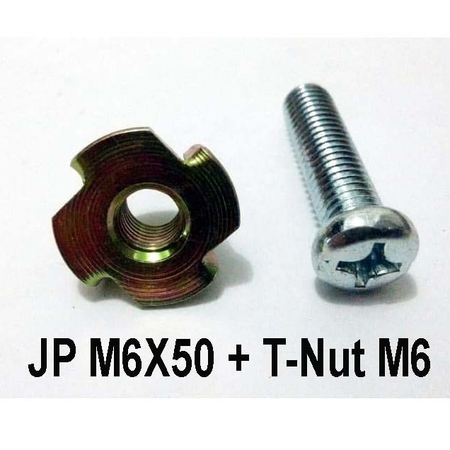 Jual Baut JP M6x50 + Tee Nut (Mur Cakar) M6 | Shopee Indonesia
