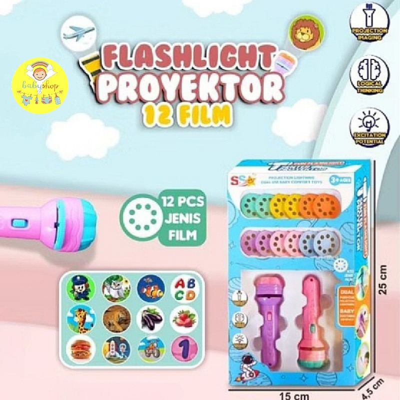 Jual Mainan 2 Senter Proyektor Gambar Edukasi Anak dan 12 Slide SS 1536 ...
