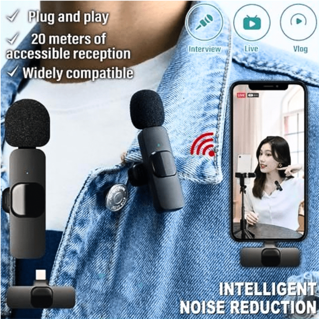 Jual PUSAT TaffSTUDIO Microphone Mik Mic Wireless Clip On konten hp ...