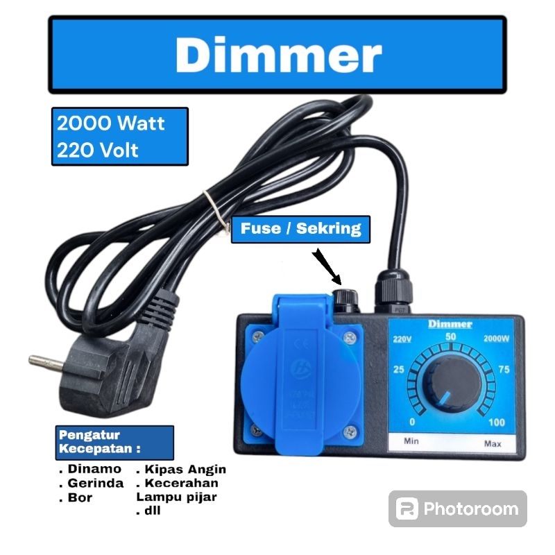 Jual Dimmer 2000w AC 220v + Fuse, pengatur kecepatan dinamo gerinda bor kipas lampu | Shopee ...