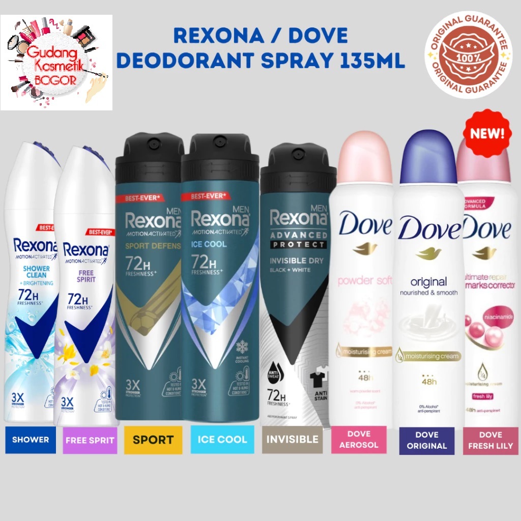 Jual REXONA & DOVE Women / Rexona Men Deodorant Spray 135ML | REXONA ...