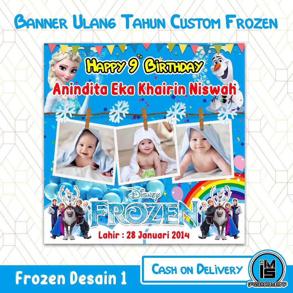 Jual spanduk banner ulang tahun frozen custom foto | Shopee Indonesia