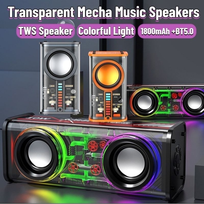 Jual Speaker Bluetooth Cyberpunk V8 TWS Wireless V5.3 Mecha Transparan ...