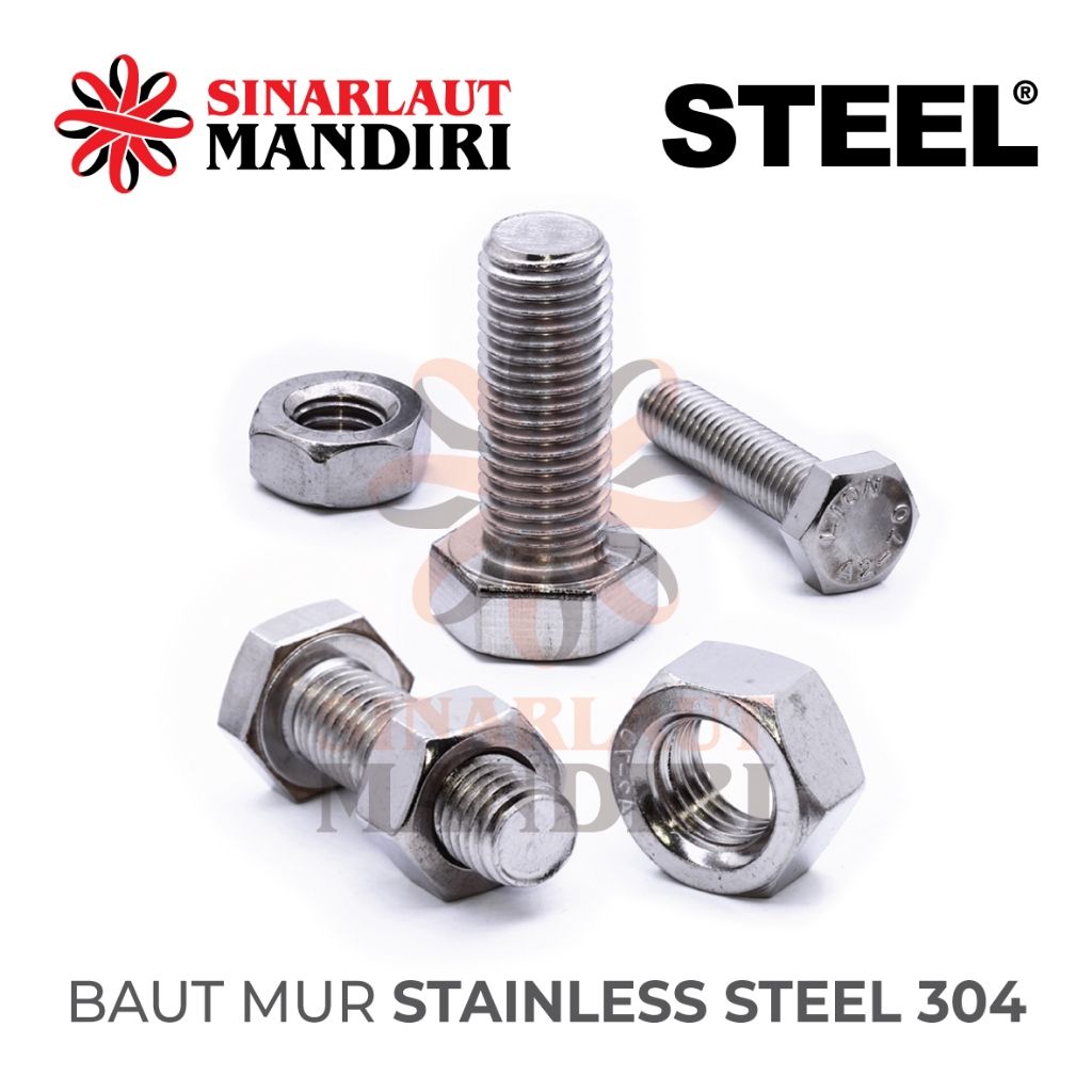 Jual Baut Mur Stainless Steel 304 / BM SS / Plated Bolt & Nut M6 x 90 | Shopee Indonesia