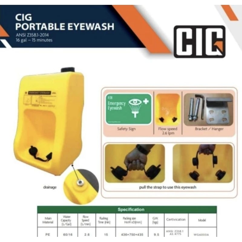 Jual Portable eye wash station CIG / Eye wash Solution 16 Galon ...