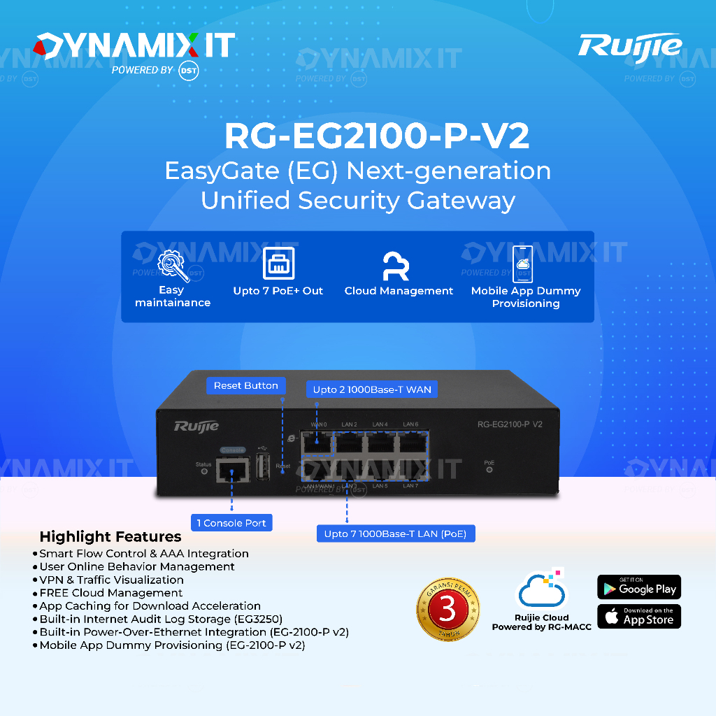 Jual RUIJIE RG-EG2100-P V2 Cloud Managed Security Gateway with POE ...