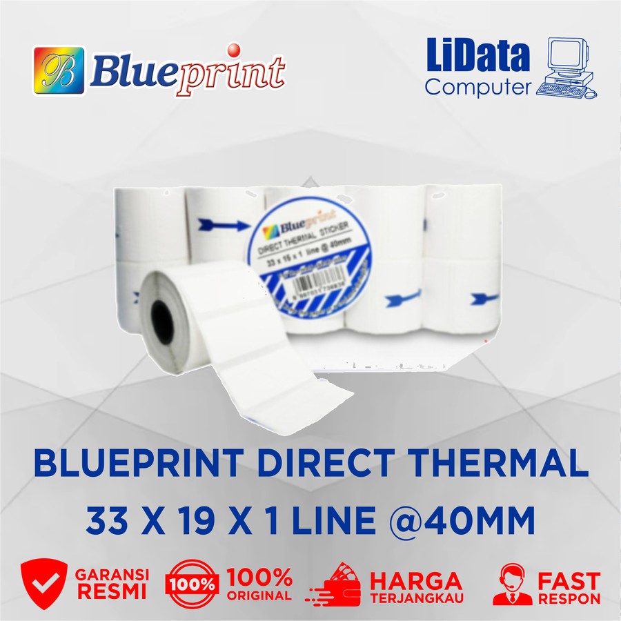 Jual Direct Thermal Sticker / Label Stiker BLUEPRINT 33x19x1 Line @40mm ...