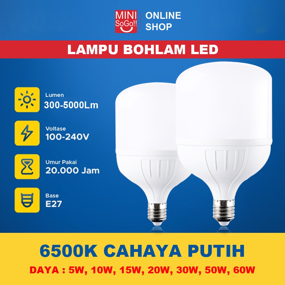 Jual Lampu LED 5W 10W 15W 20W 30W 50W Bulb Tabung 50W Kapsul Putih Terang | Shopee Indonesia