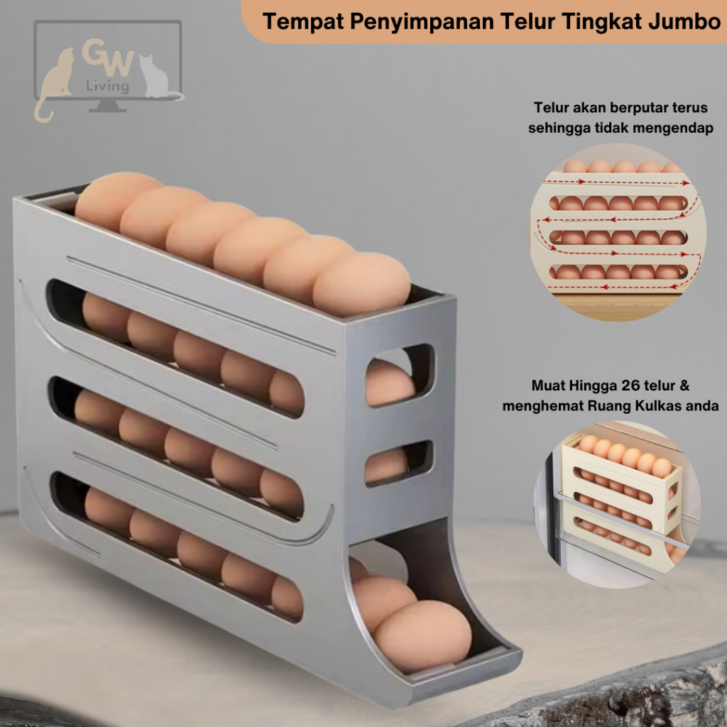 Jual Tempat Telur 4 Tingkat Otomatis Hemat Tempat Tahan Lama | Shopee ...