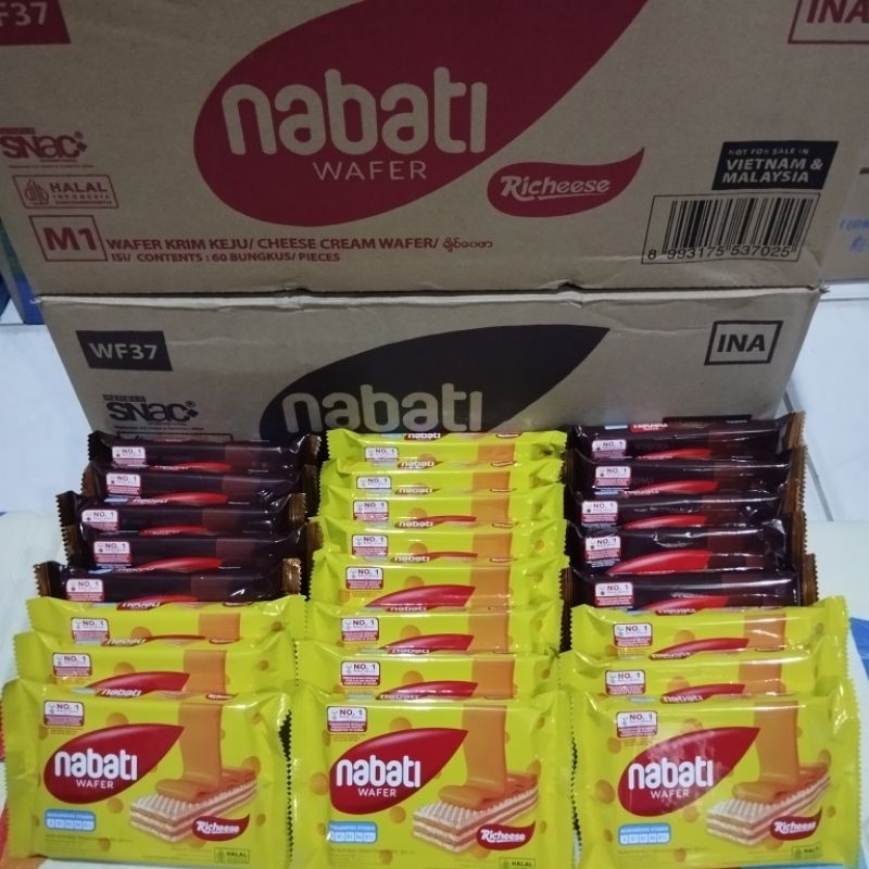 Jual Nabati Wafer Mix Cokelat Keju 1 Dus isi 60 pcs | Shopee Indonesia