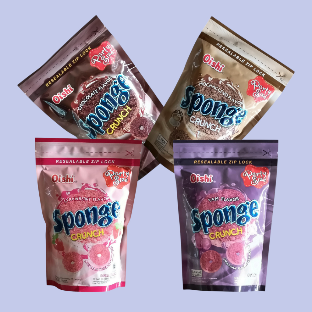 Jual OISHI SPONGE POUCH Strawberry, Ubi, Mocacino dan Coklat Snack 100 ...