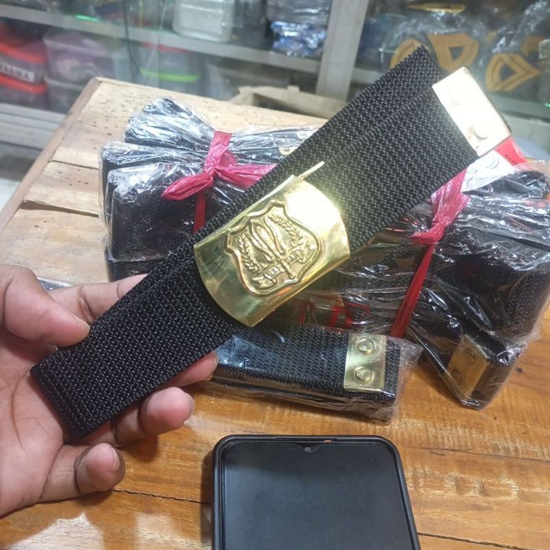 Jual sabuk satpam bahan kuningan untuk seragam PDH warna hitam ukuram ...