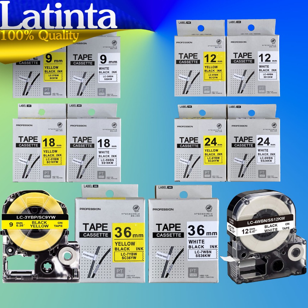 Jual Label Tape Printer Epson 9mm 12mm 18mm 24mm 36mm Pita LW Series ...