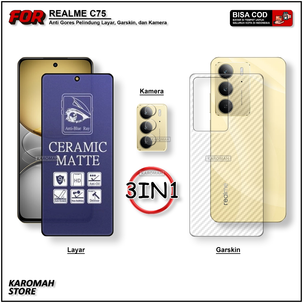 Jual Paket 3in1 Tempered Glass Realme C75 Anti Gores TG Bening ...