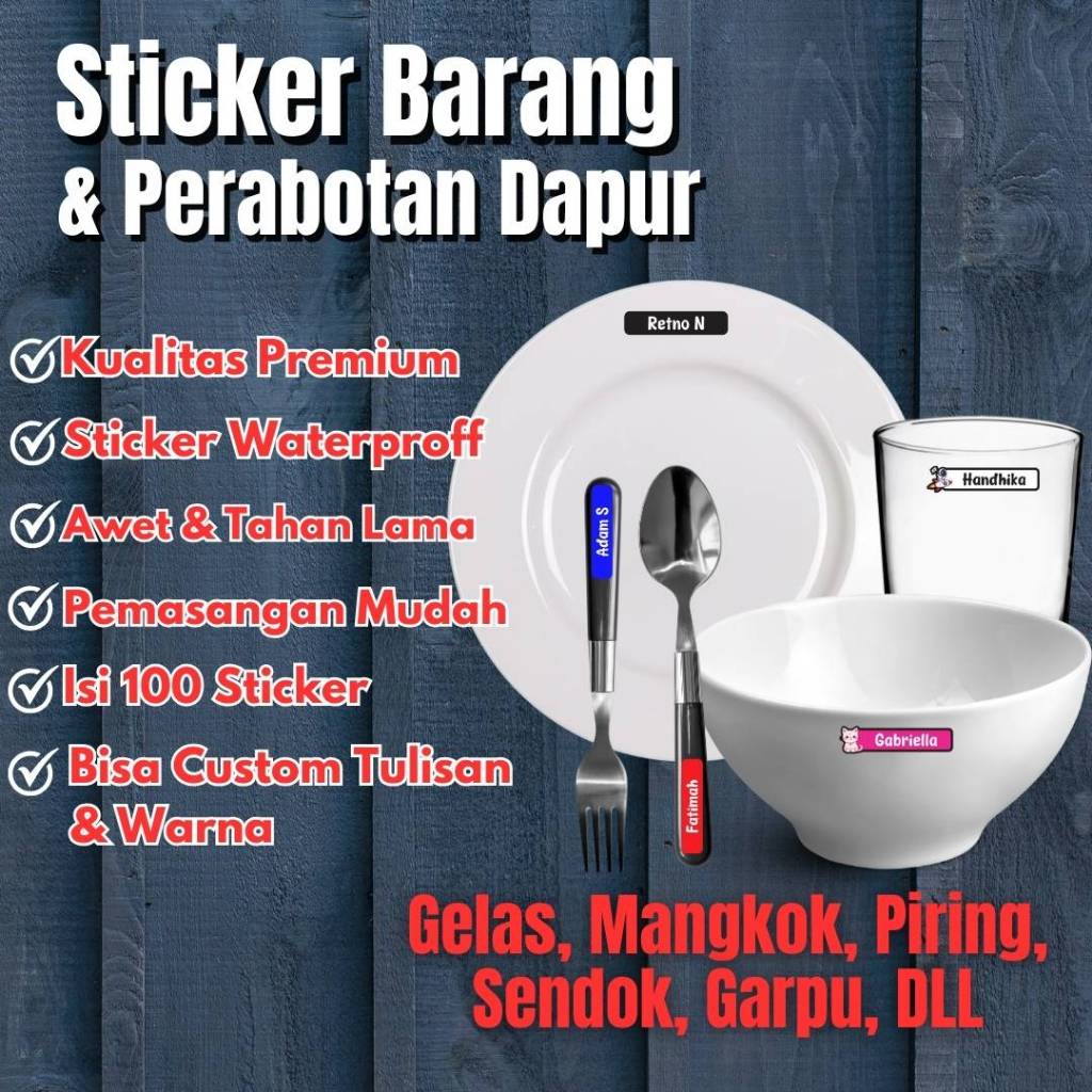 Jual stiker sendok piring gelas / sticker waterproff / stiker perabot ...