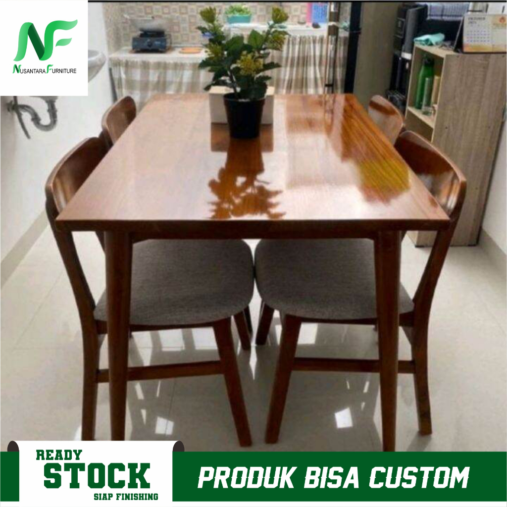 Jual Set Meja Makan kursi ropan 4 kursi kayu jati(TEBAL MEJA 3cm ...