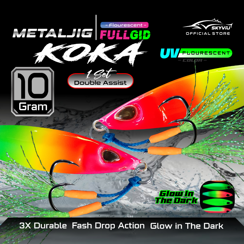 Jual Umpan Micro Jig 10 Gram SKYVIU KOKA FULL GID UV Set Double Assist Hook Fosfor Killer ...