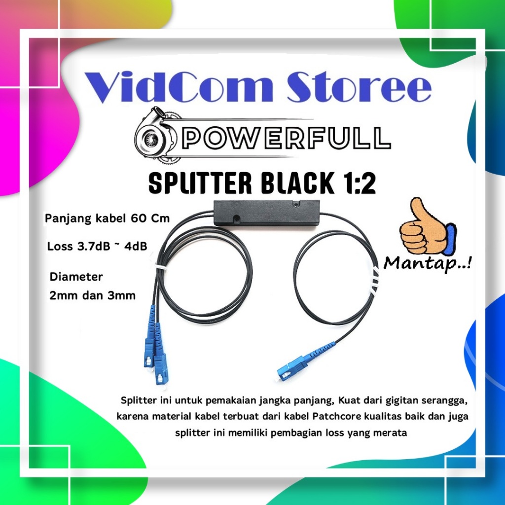 Jual Passive Splitter Fiber Optic 1:2 Modular HITAM/BLACK POWERFULL SC ...