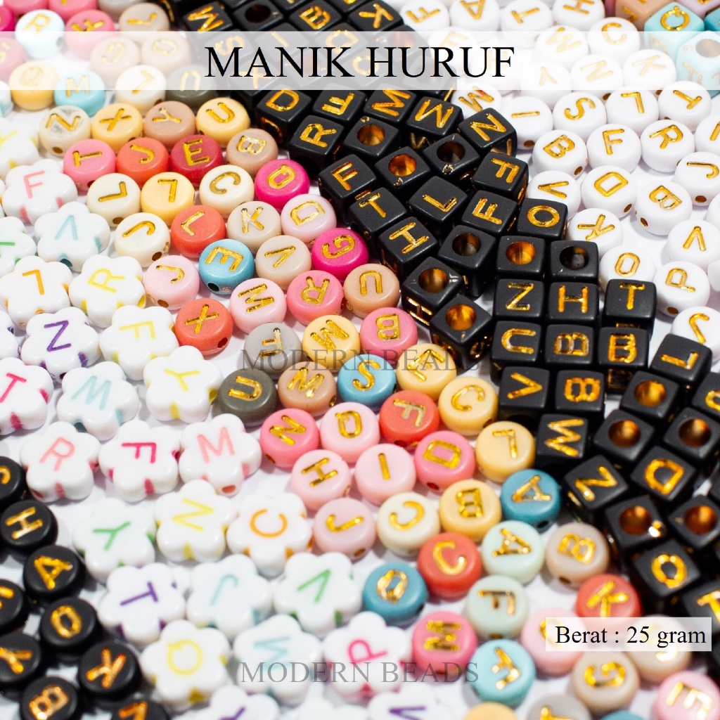 Jual [25 GRAM] Manik Huruf Lucu Aneka Macam / Mote Alfabet Variasi ...