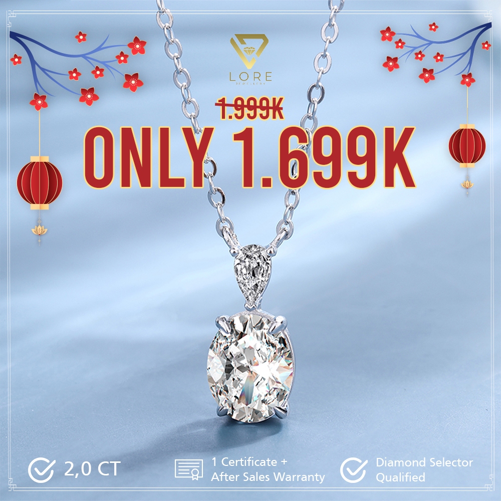 Jual Lore Jewellery - Kalung Moissanite Lapis Emas 18K - Jaden Moissanite Necklace 0.5CT, 1.0CT ...