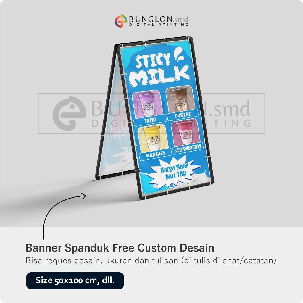 Jual PRINT CETAK SPANDUK BENNER STICKY MILK FREE CUSTOM REQUEST ...