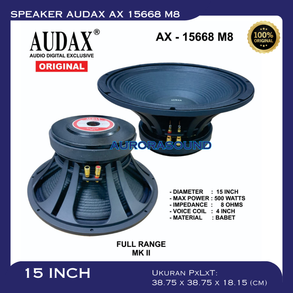 Jual SPEAKER AUDAX AX 15668 M8 FULL RANGE 15 INCH AUDAX AX15668 M8 500W ORIGINAL | Shopee Indonesia