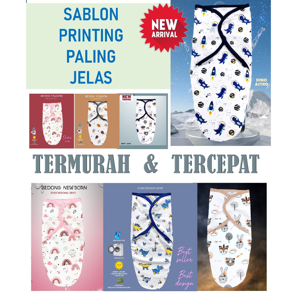 Jual Bedong lipat instan bayi motif & warna Polos / bedong instan ...