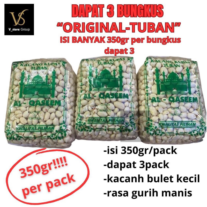 Jual (PAKET ISI 3 PAK x 350gr/pack) KACANG TUBAN KACANG KUPAS TUBAN ...