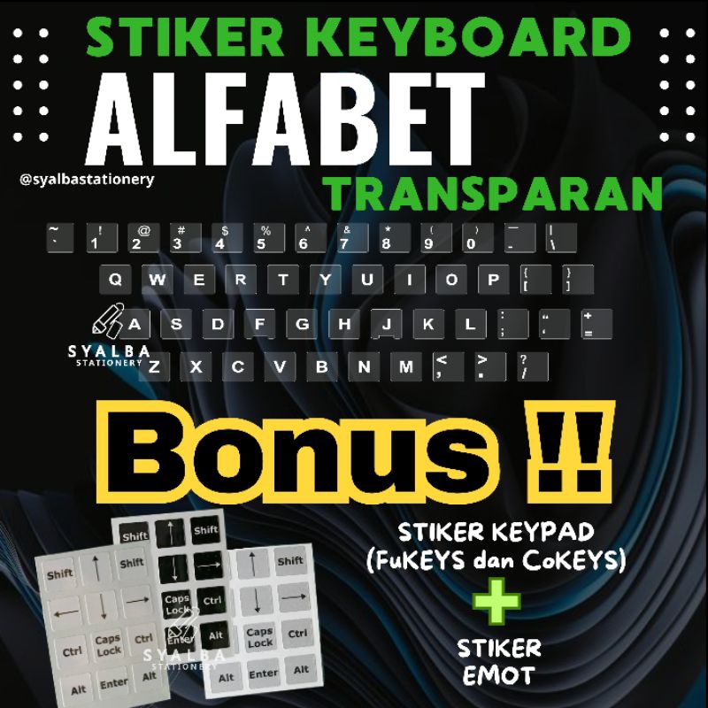 Jual Sticker Keyboard Transparan Alfabet: Aksesoris Estetik ...