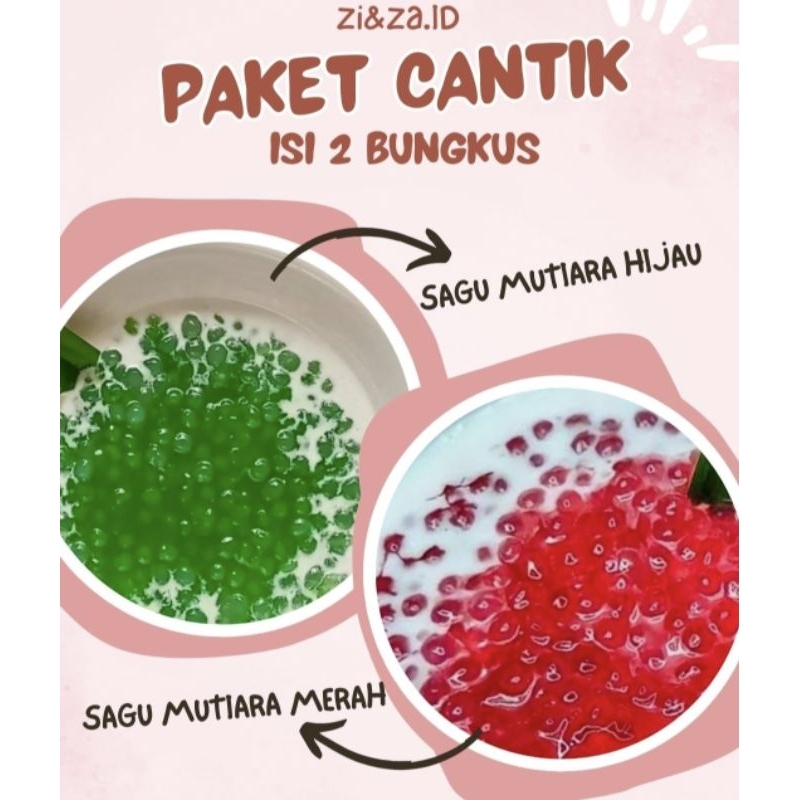 Jual [Paket Cantik isi 2 Bungkus] Sagu Mutiara Hijau + Merah | Pilih ...